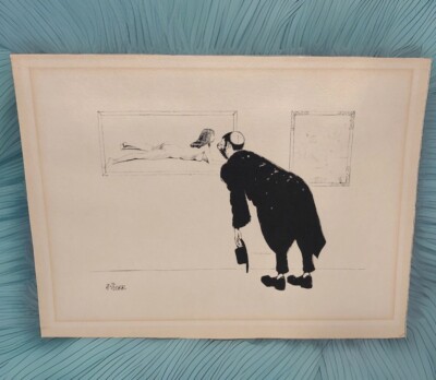 J Herr Art Lithograph Admiring Nude Humor Jewish 16” x 12” | eBay