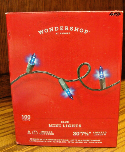 Target Wondershop 100ct Mini BLUE Lights 20’ 7.5” Steady or Flash ...