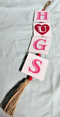 "Hugs" Wooden Hanging Sign Wall Decoration NEW | eBay