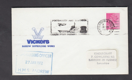 1972 Vickers Barrow Shipbuilding Cover Portsmouth Port Slogan /HMS ...