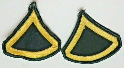 PFC Private First Class Stripes Rank Insignia Patch Pair green/gold ...