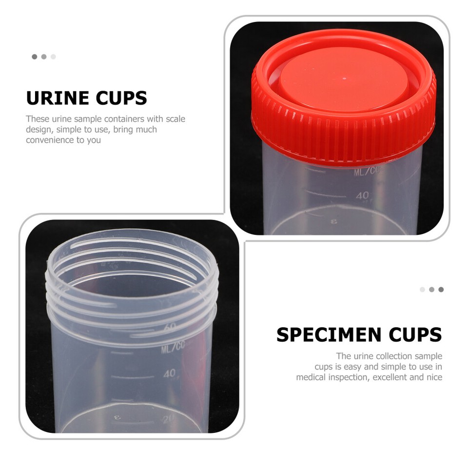 10 Pcs Urine Container with Lid Sputum Pots Lids Sample Cup Scale | eBay