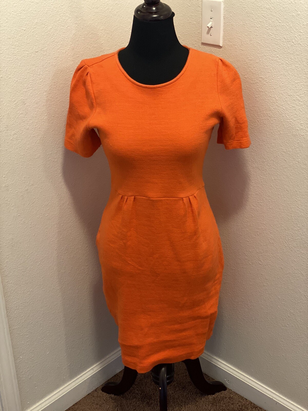Cremieux Neon Orange Sheath Dress Short Sleeve Stretc… - Gem