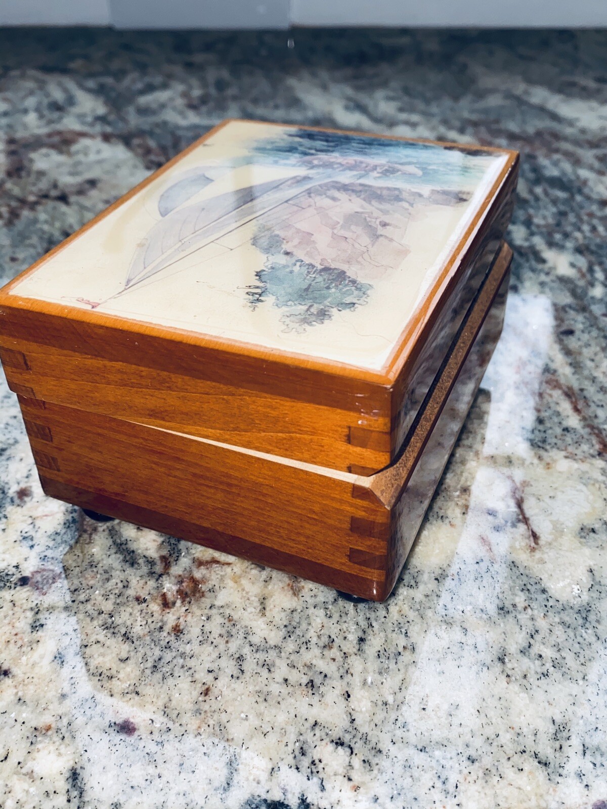 Antique Music Box American Music Company Sail Boat Sailing Natuical ...