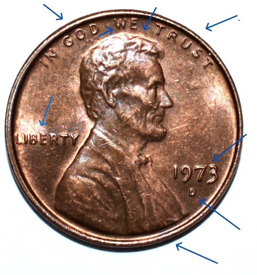 Rare 1973 D Penny Error Double Die Memorial Building Multi Errors Red ...