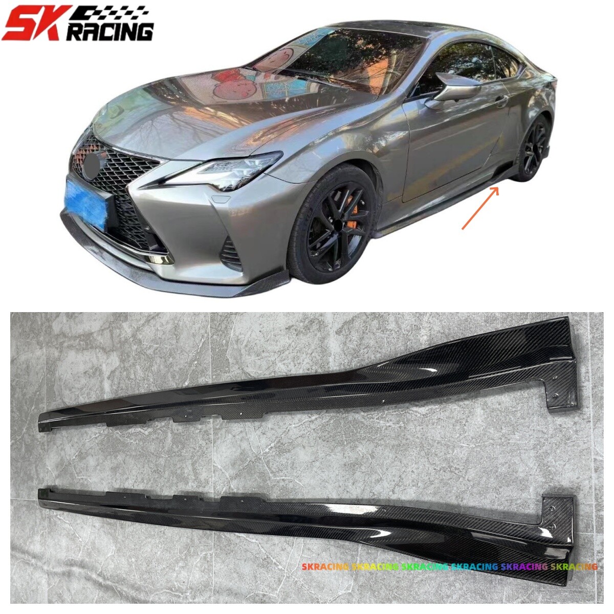 Real Carbon Fiber Side Skirts Lip Trim Panel For Lexus RC300 RC350 F ...