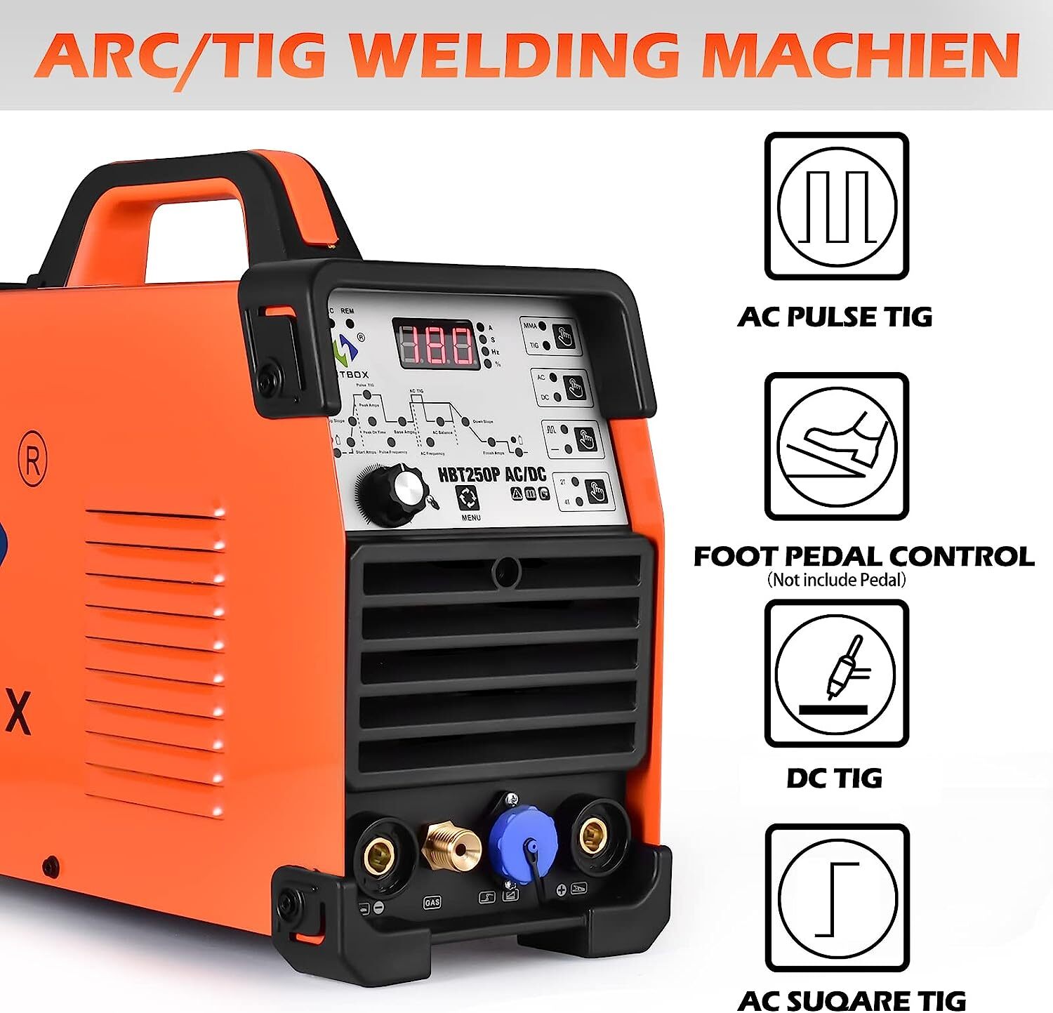 200A HF AC DC TIG Welder Pulse ARC IGBT TIG Welding Machine WITH FOOT ...