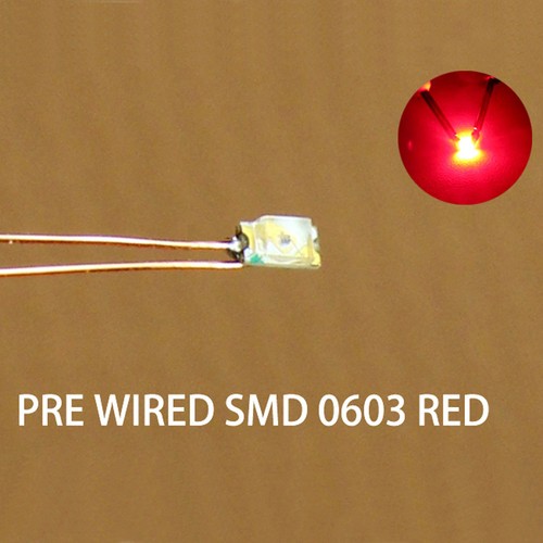 20pcs Pre-wired micro 0.1mm Copper Wire SMD LED 0603 Red Light with ...