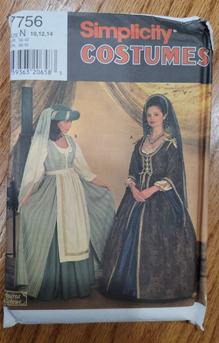 Simplicity 7756 Renaissance Medieval Costume Sewing Pattern 1997 UnCut ...