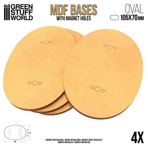 4x MDF Bases - Oval 105x70mm - Thickness 3mm AOS Basing Laser Cut ...