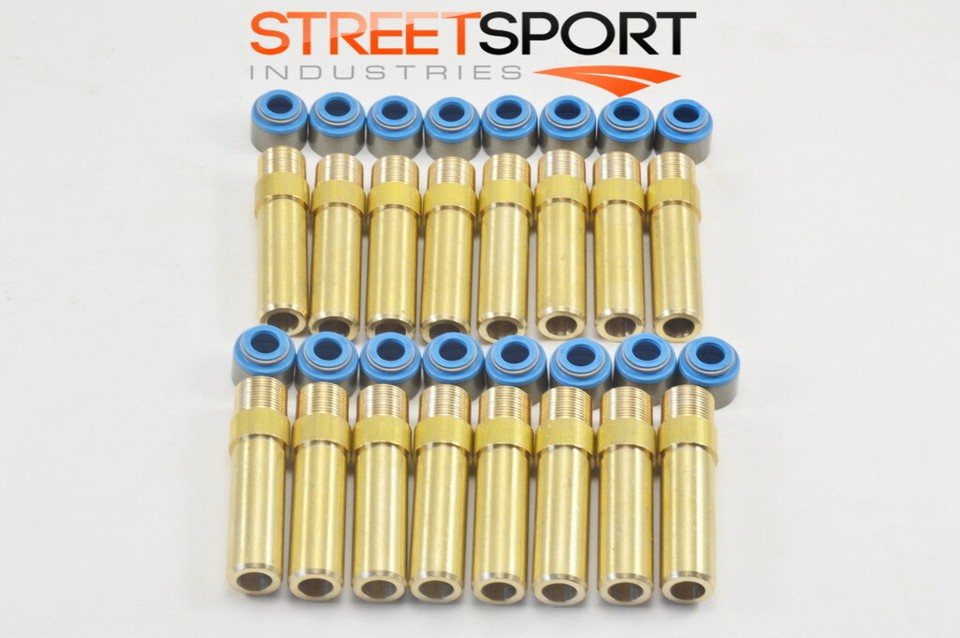 GM LS Engine Manganese Bronze Valve Guides + FKM Valve Seals - 16 ea ...