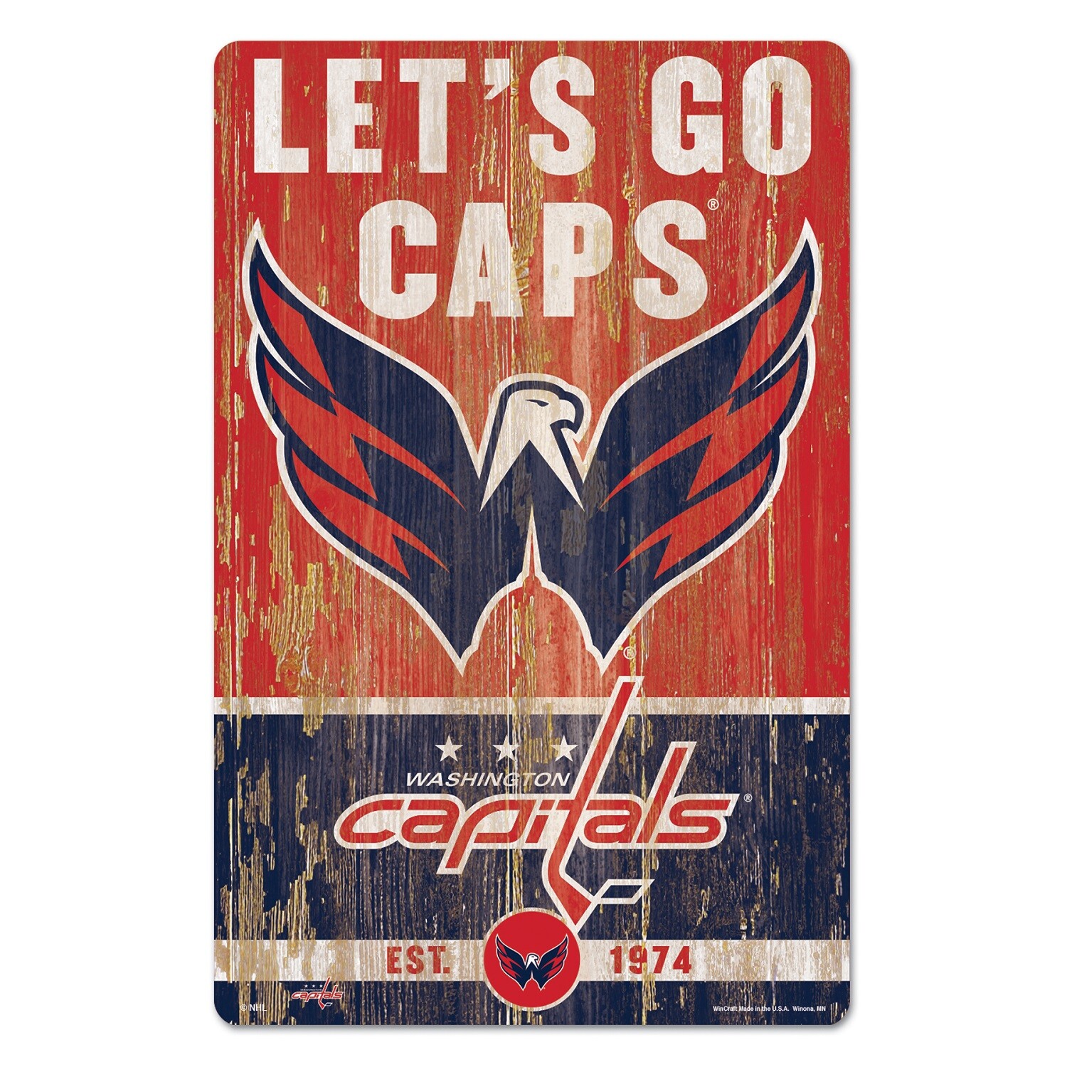 NHL Washington Capitals Slogan Lets go Caps Wood Sign Holzschild Holz ...