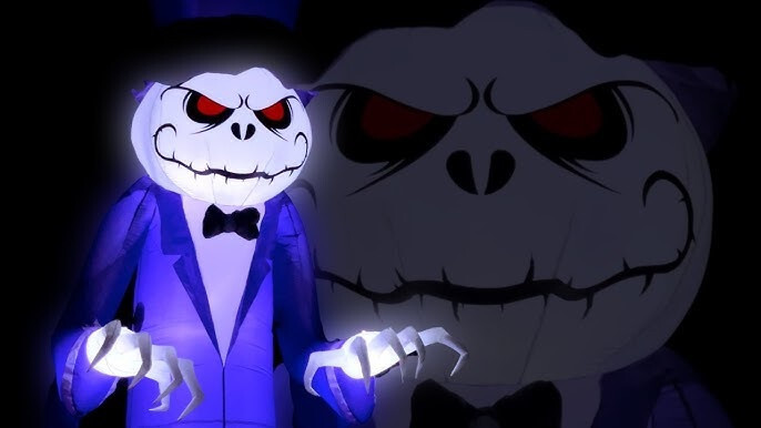 Gemmy Giant-Sized 12 ft Short Circuit LED Grimace Pumpkin Reaper ...