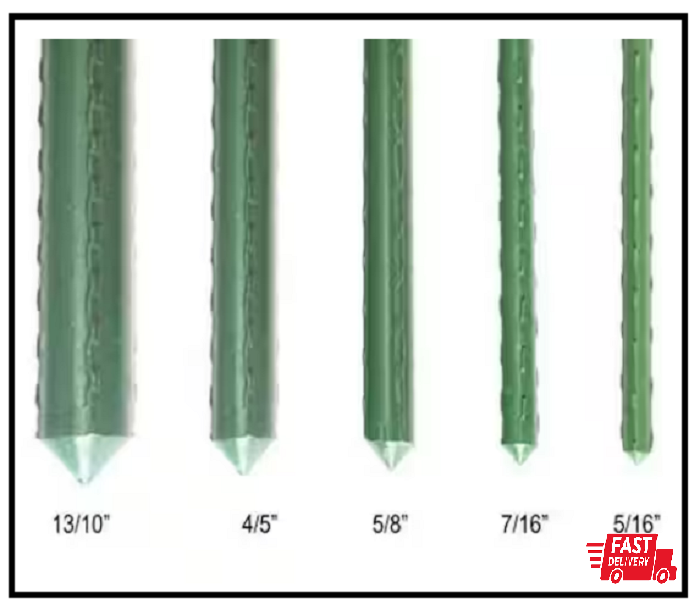 Plant Garden Stakes 6 ft Sturdy Durable Steel Green Plastic Coated 10 ...