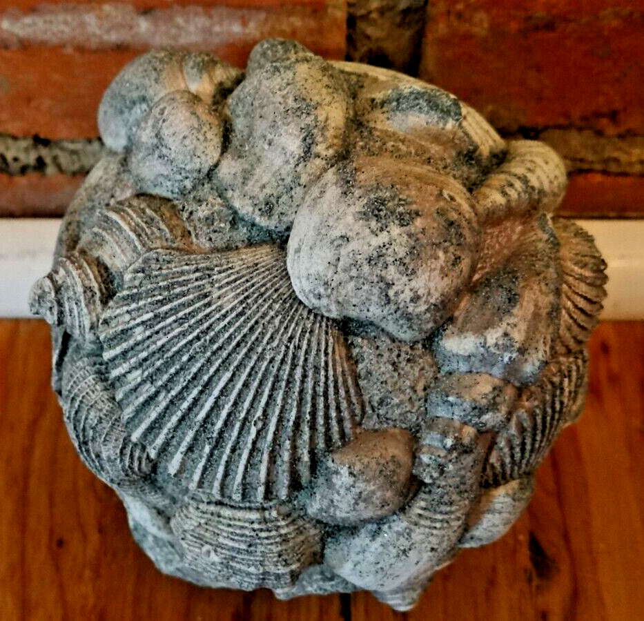 Blue Resin Shell Ball Orb, Nautical Seashell Decorative Sphere 4 ½” In ...