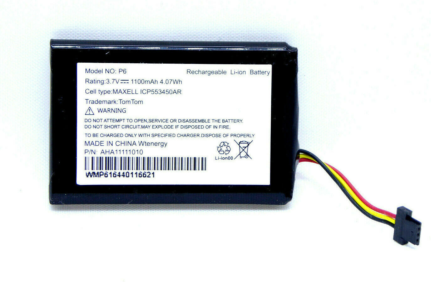 Original TomTom P6 Akku Betterie AHA11111007 Battery 3,7V 1100mAh 4 ...