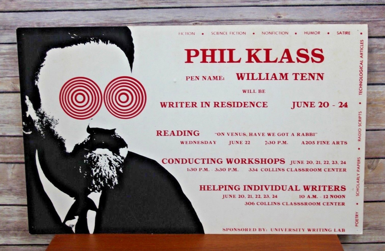 Vintage 70's Phil Klass William Tenn UW-SP University Poster Sci Fi UFO ...