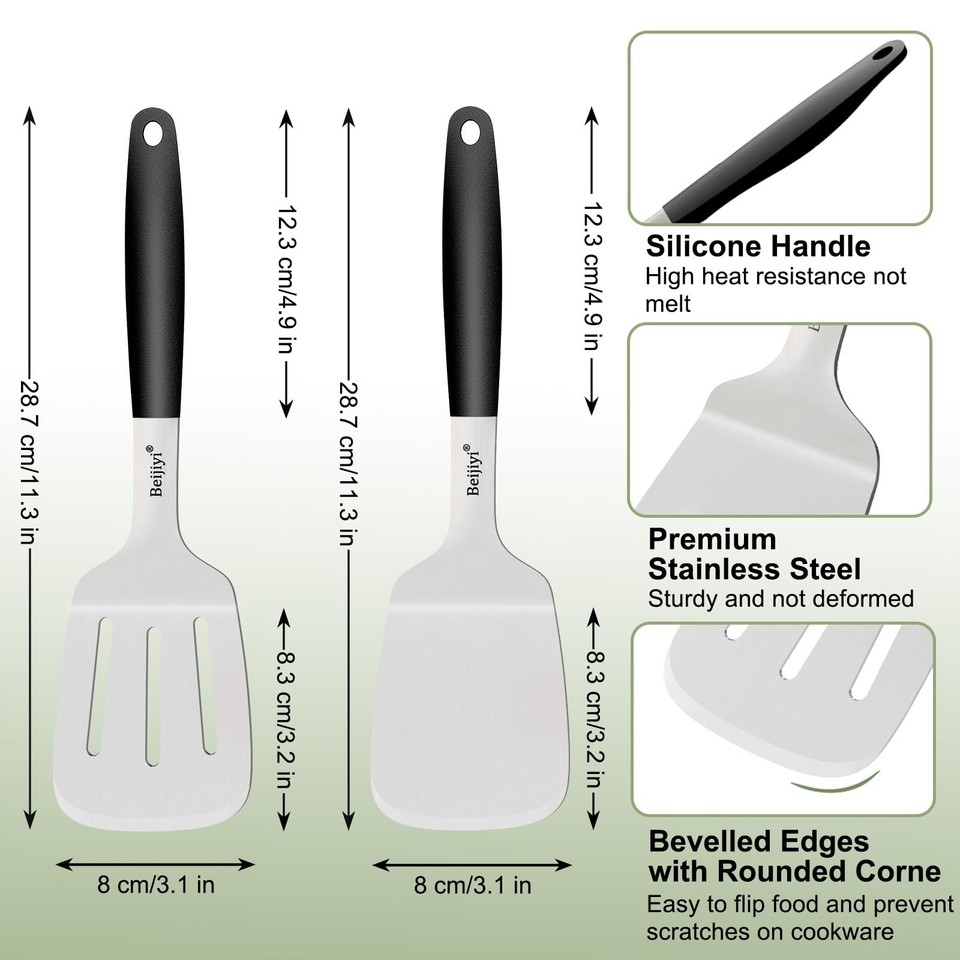 Stainless Steel Spatula Set 2 Pcs Small Metal Spatula for Cast Iron ...
