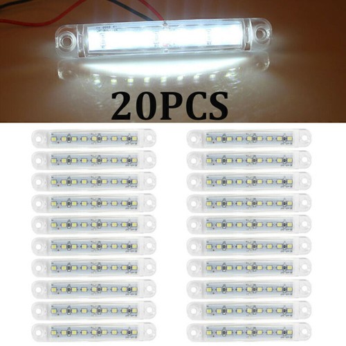 20x 4" 9LED Sealed Clear White Side Marker Lights Truck Trailer Lorry ...