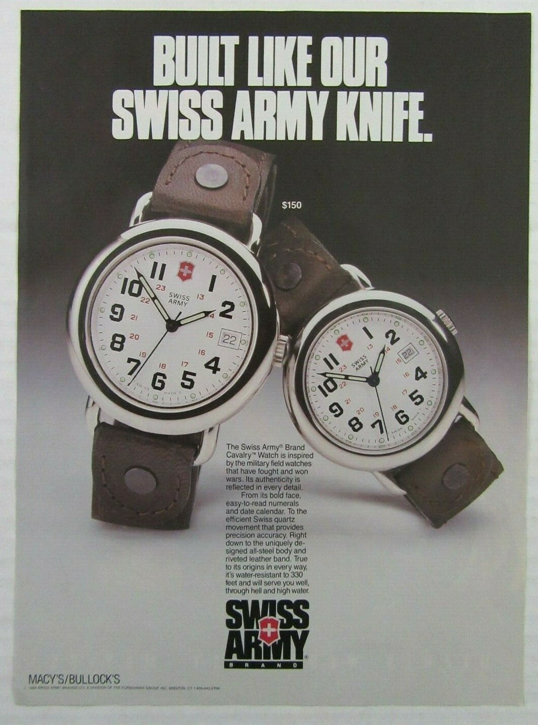 1994 SWISS ARMY Brand Military Style CALVARY WATCH Magazine Ad | eBay