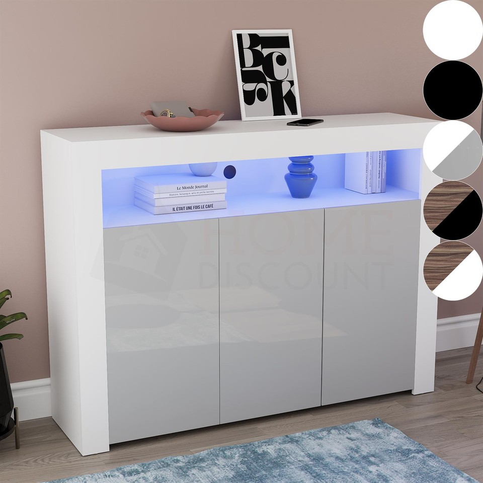 LED Sideboard High Gloss Buffet Cupboard Display Cabinet TV Unit Stand ...