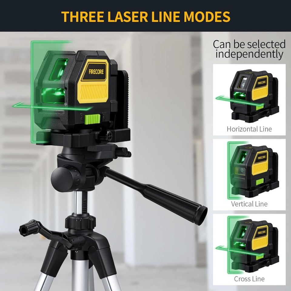 Firecore Professional Green Cross Line Laser, 130ft Self-Leveling Laser ...