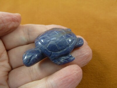 Y-TUR-SE-585) Blue gray sodalite SEA TURTLE gemstone gem figurine ...
