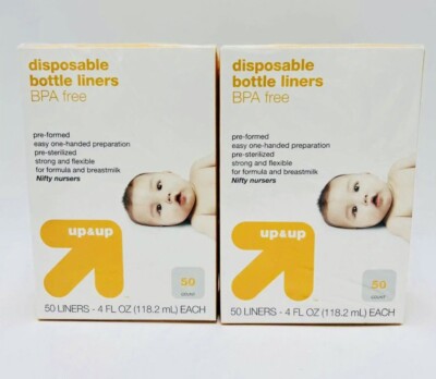 2 Up & Up Disposable Bottle Liners BPA Free 50 Liners Each 4 oz New ...
