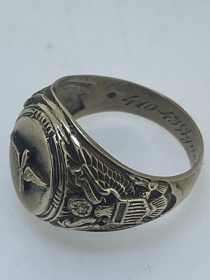 Antique 10k Gold AVIATION PILOTS WINGS WW2 USA AIR FORCE MENS RING SIZE ...