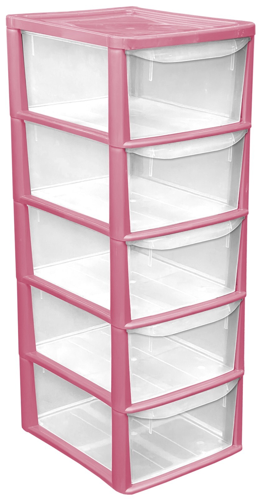 Large Pink 5 Drawer Plastic Storage Tower Unit Chest Home Bedroom ...