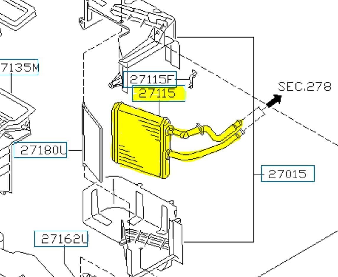 Genuine Nissan OEM 27140-vb008 Core Assy-front Heater 27140VB008 for ...