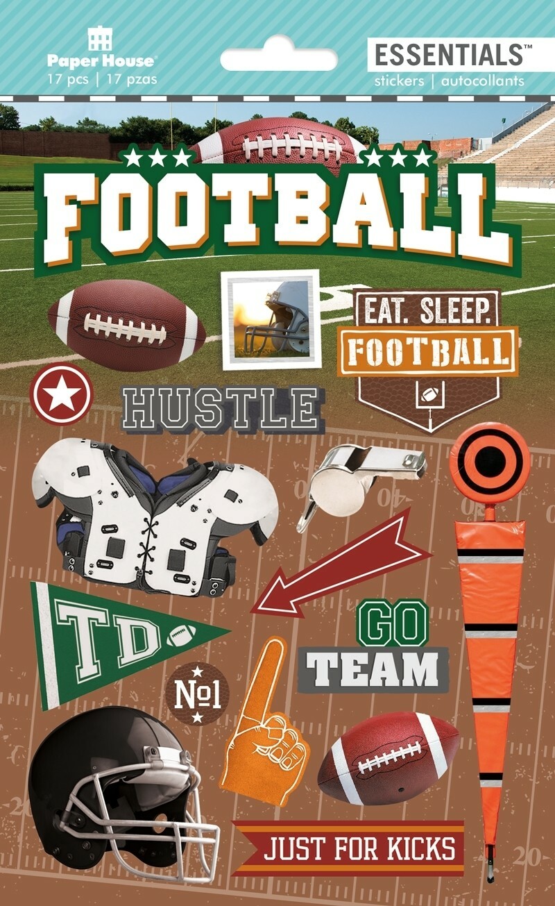 Crafts Stickers Dimensional Football Hustle TD Pads Whistle Eat Sleep ...