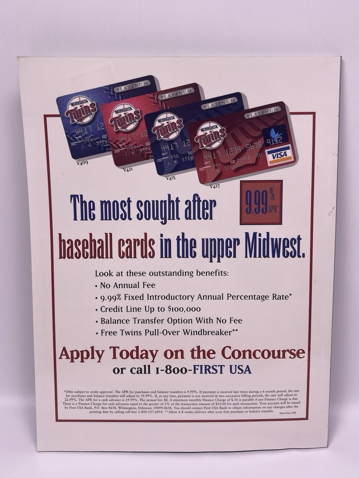 1998 Minnesota Twins Baseball Team Yearbook MLB Twin Cities TC | eBay