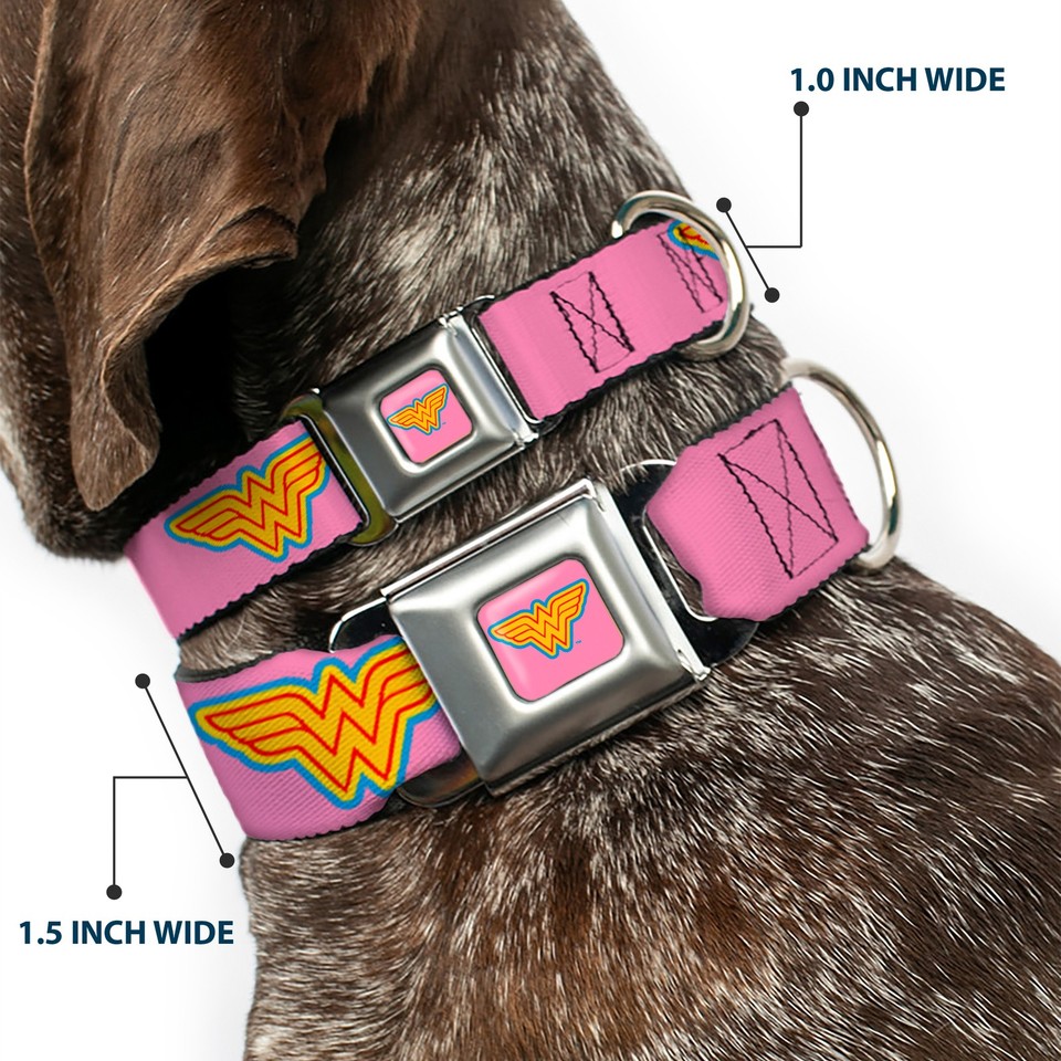 Dog Collar WWD-Wonder Woman Logo Pink/Blue/Yellow/Pink Wonder Woman ...