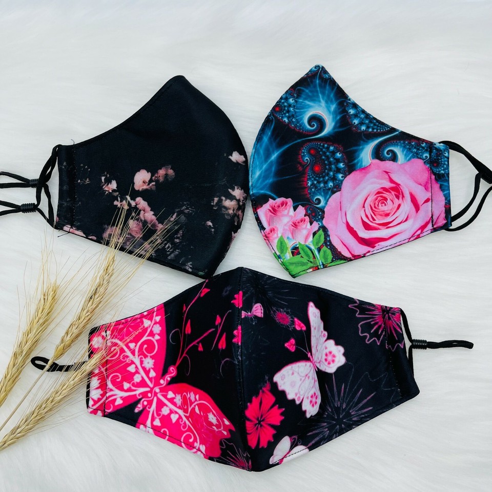 [3 PACK] Face Masks FASHION Polyester/Cotton Triple-Layer Washable - US ...