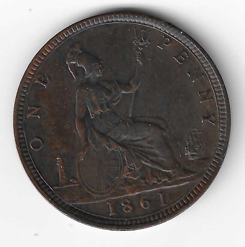 Victoria Young Head 1861 Coinage Bronze One Penny 1d British Victorian ...