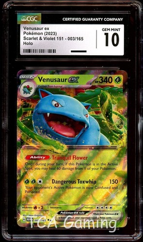 CGC 10 GEM MINT Venusaur Ex 003/165 HOLO RARE 151 Pokemon Card | eBay