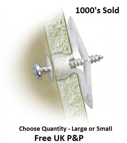 PLASTERBOARD FIXINGS CAVITY HOLLOW WALL ANCHORS PLUGS INCL SCREWS | eBay UK