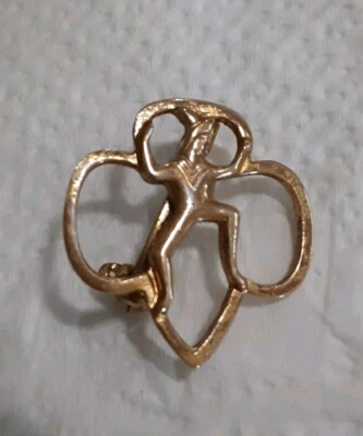 Girl Scout Brownie Symbol Dancing Elf Golden Trefoil Lapel Pin Vintage ...