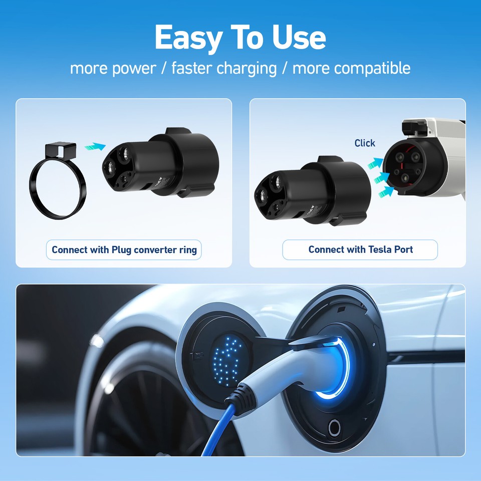 SAE J1772 to Tesla Adapter 240V 80A AC Charging Adapter for Tesla Model ...