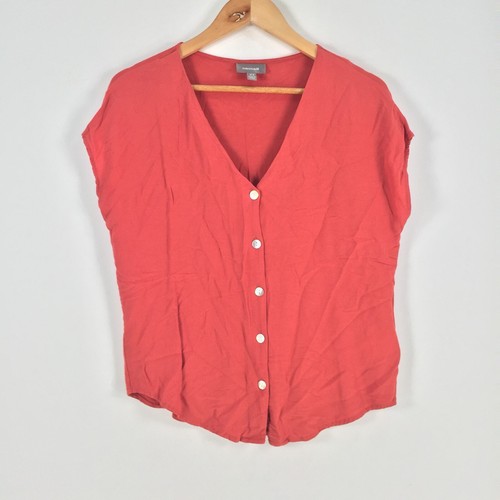 Sussan womens blouse top size XS red short sleeve Vneck viscose 047030 ...