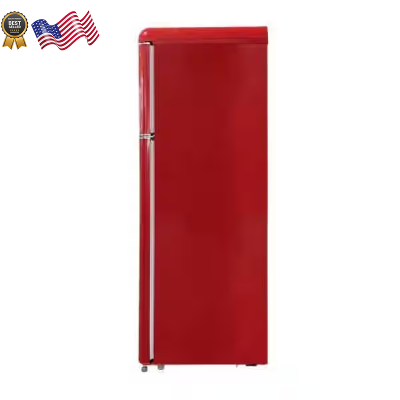 7.5 Cu. Ft. Retro Mini Fridge in Red with Rounded Corners and Top ...