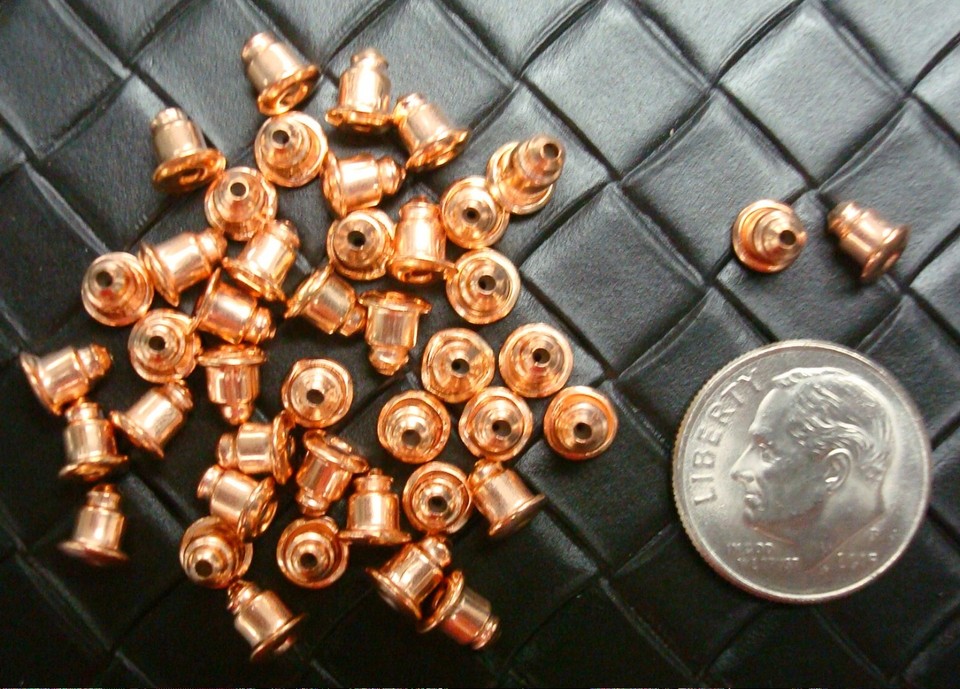 40 Earring backs bullet clutches strong no tip Medium Rose gold plated ...
