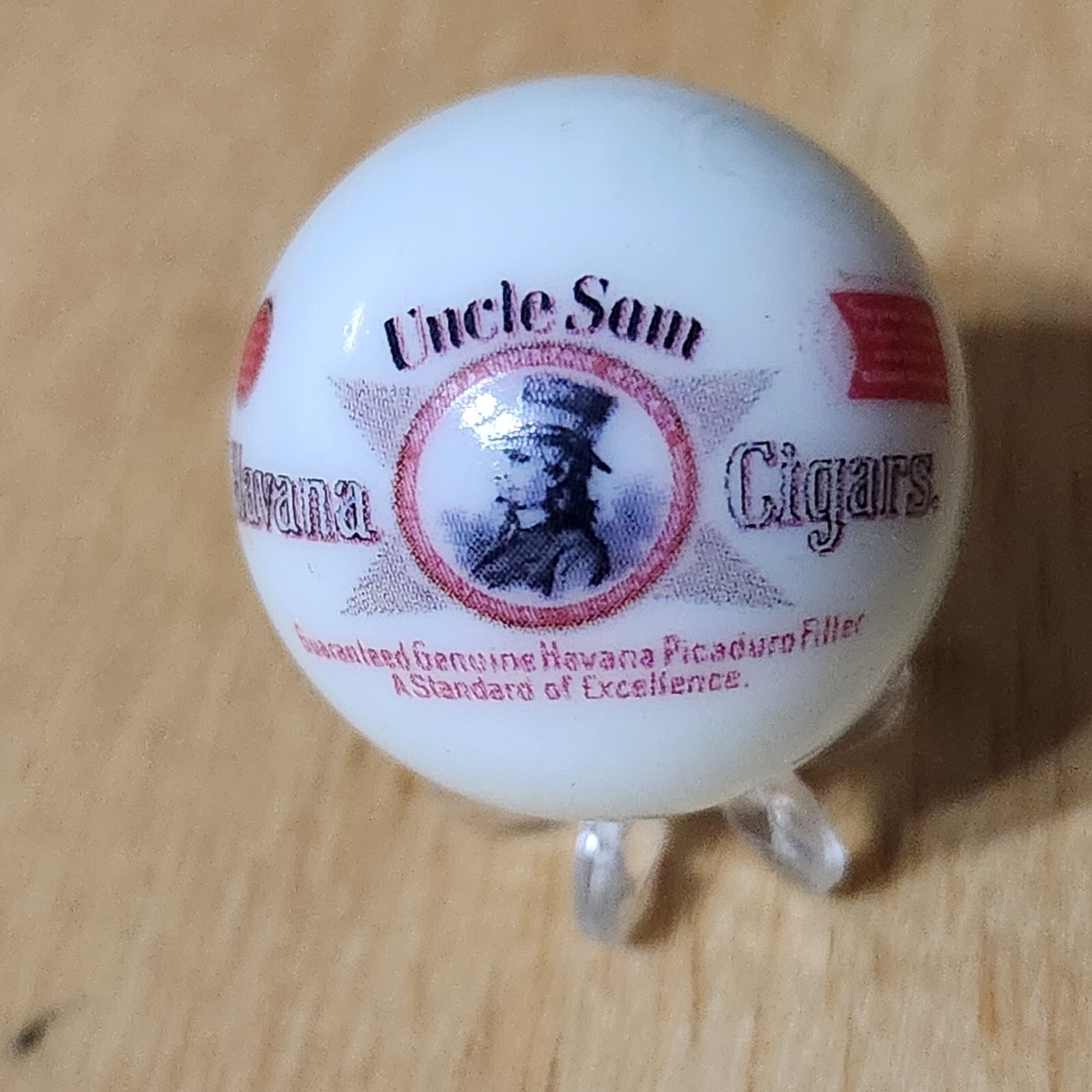 UNCLE SAM HAVANA CIGAR ADVERTISING MARBLE 1" SHOOTER & STAND SMOKING ...