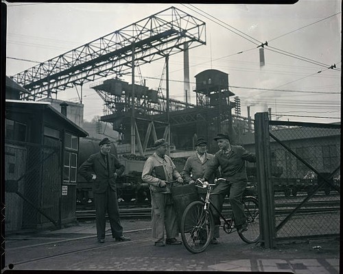 Iron Workers Pause Steel Mill Gate 1955 Old Photo - Iron workers pause ...