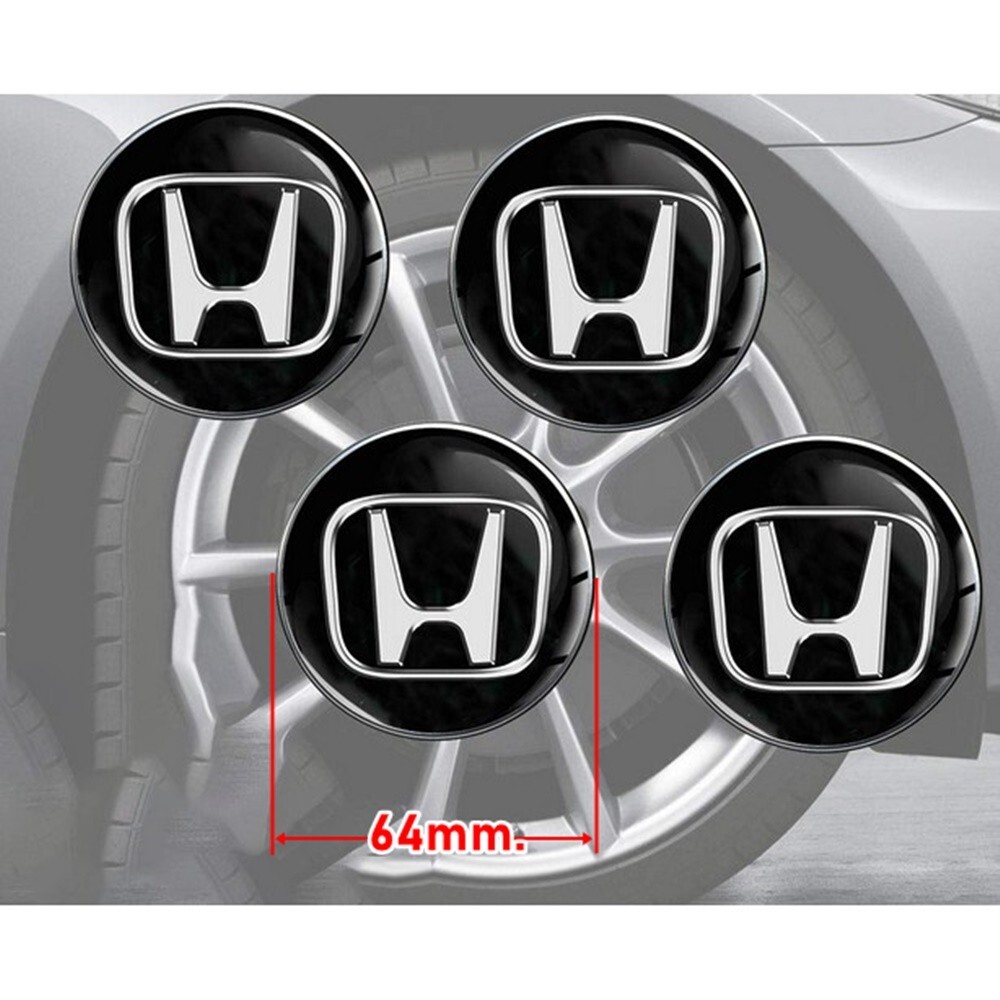 64mm X 4pcs Black H Stickers Abs Plastic Reflect Logo Emblem Wheels ...