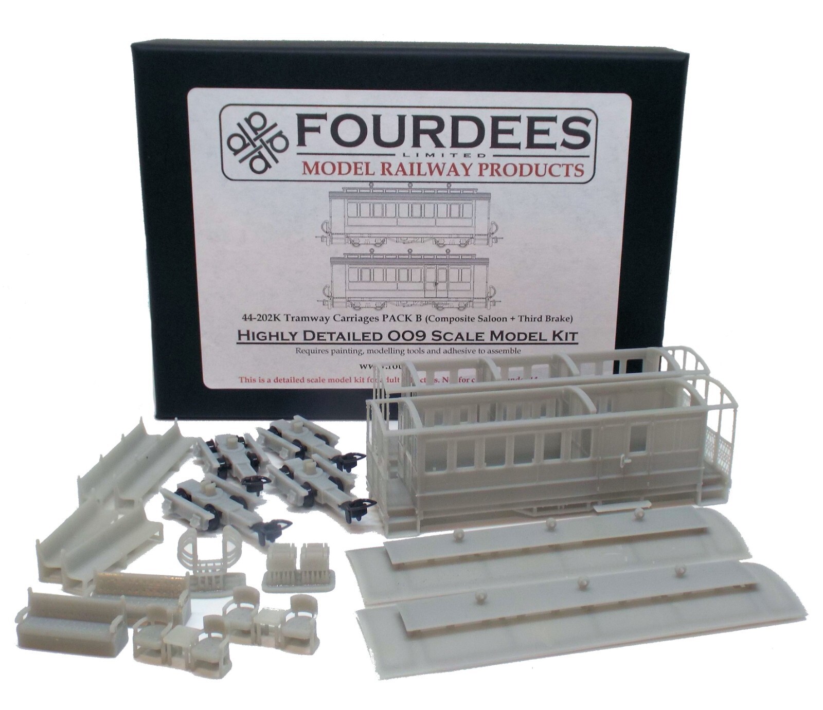 Fourdees Ltd Freelance Tramway Balcony Bogie Carriages 009 / OO9 Scale ...