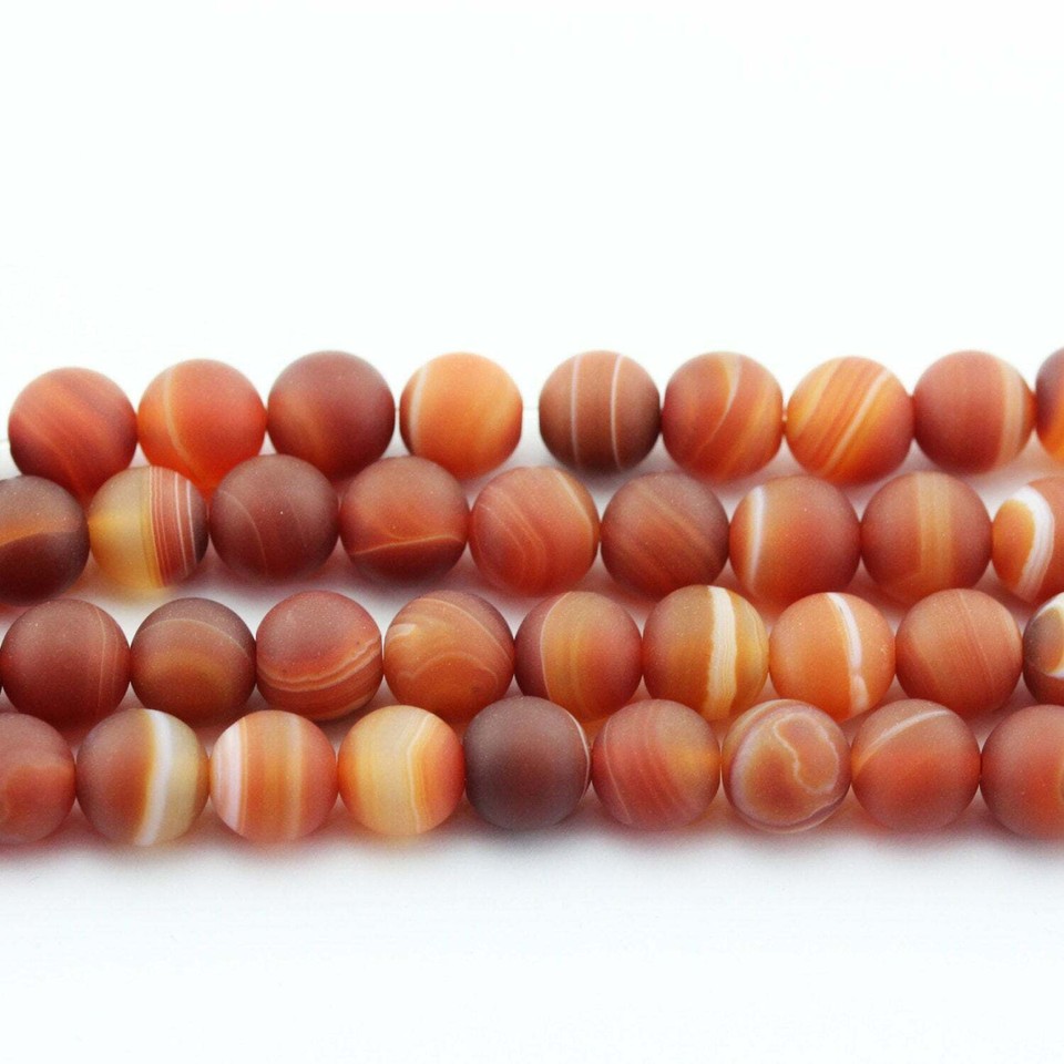 Red Stripe Agate Matte Round Beads 6mm 8mm 10mm 15.5" Strand | eBay
