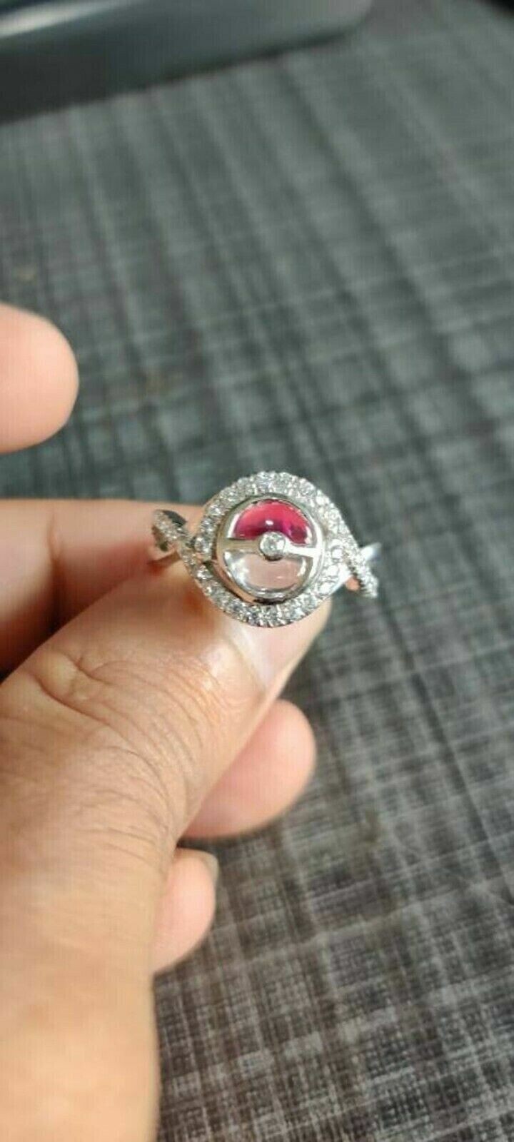 2.25 Ct Lab Created Diamond Poke-ball Pokemon Wedding 14K White Gold ...