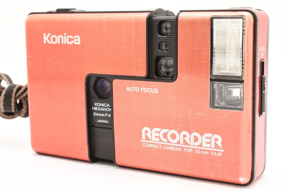Flash Works!! [Exc+5] Konica Recorder Red 35mm Half Frame Film Camera ...